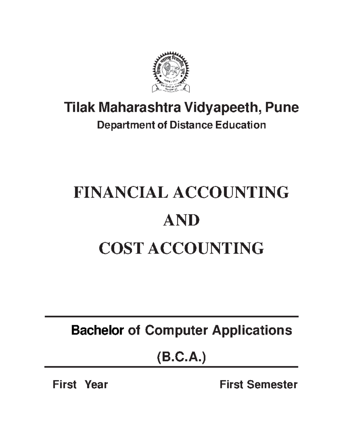 BCA-125 FACA - BCA accounting study guide - Tilak Maharashtra ...