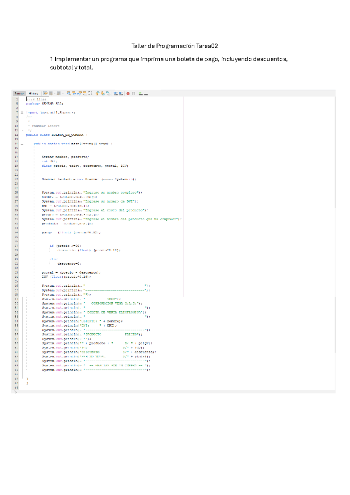 Taller de Programación Tarea 02 - Taller de programacion - Taller de ...