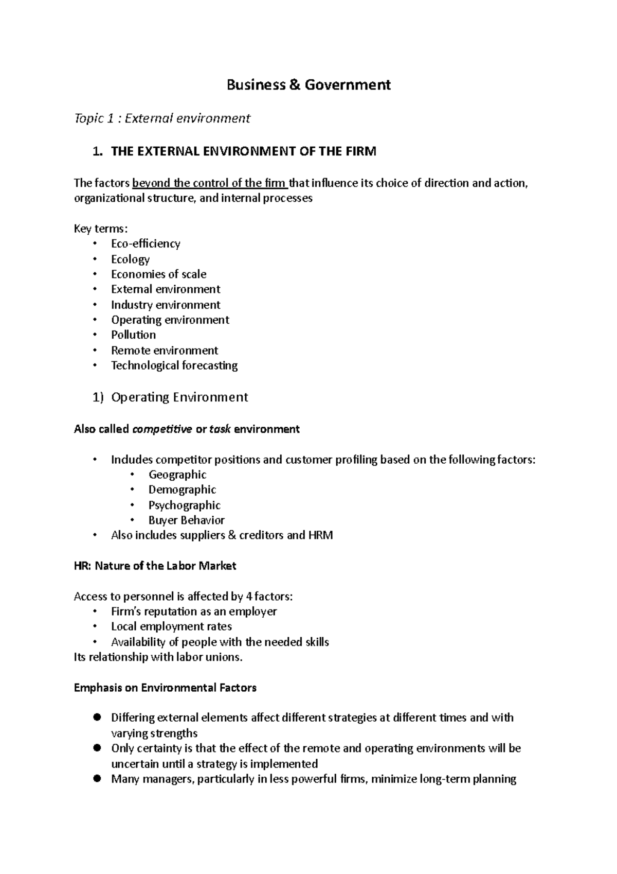 Business & Government - Business & Government Topic 1 : External ...