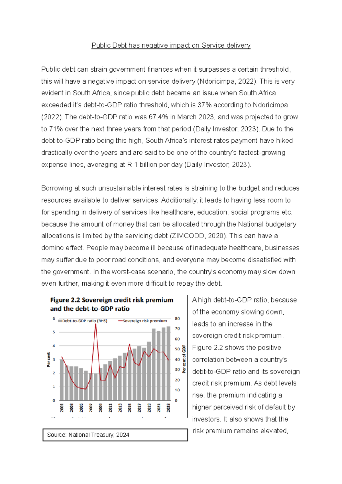 SUBclaim 1 - Public Debt has negative impact on Service delivery Public ...
