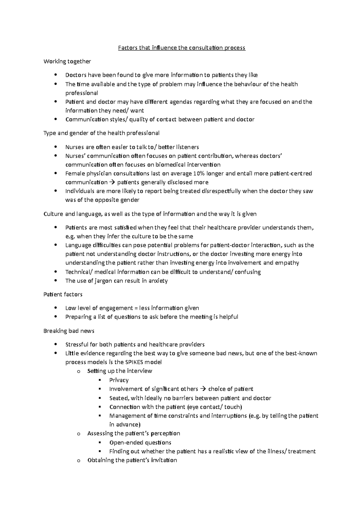 Factors that influence the consultation process - when they infer the ...