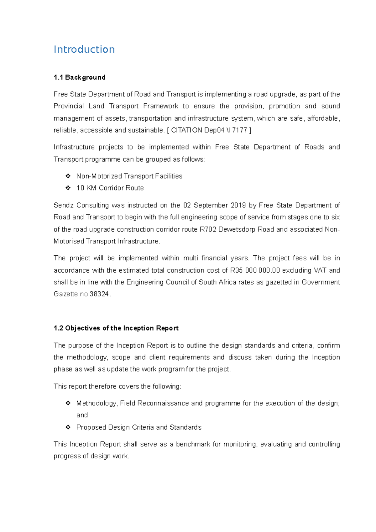 Sendz Consulting Project PLan - Introduction 1 Free State Department of ...