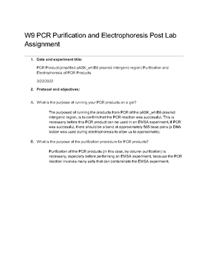 BIOS MTB Lab W1 Primer Design Worksheet and About You - Studocu