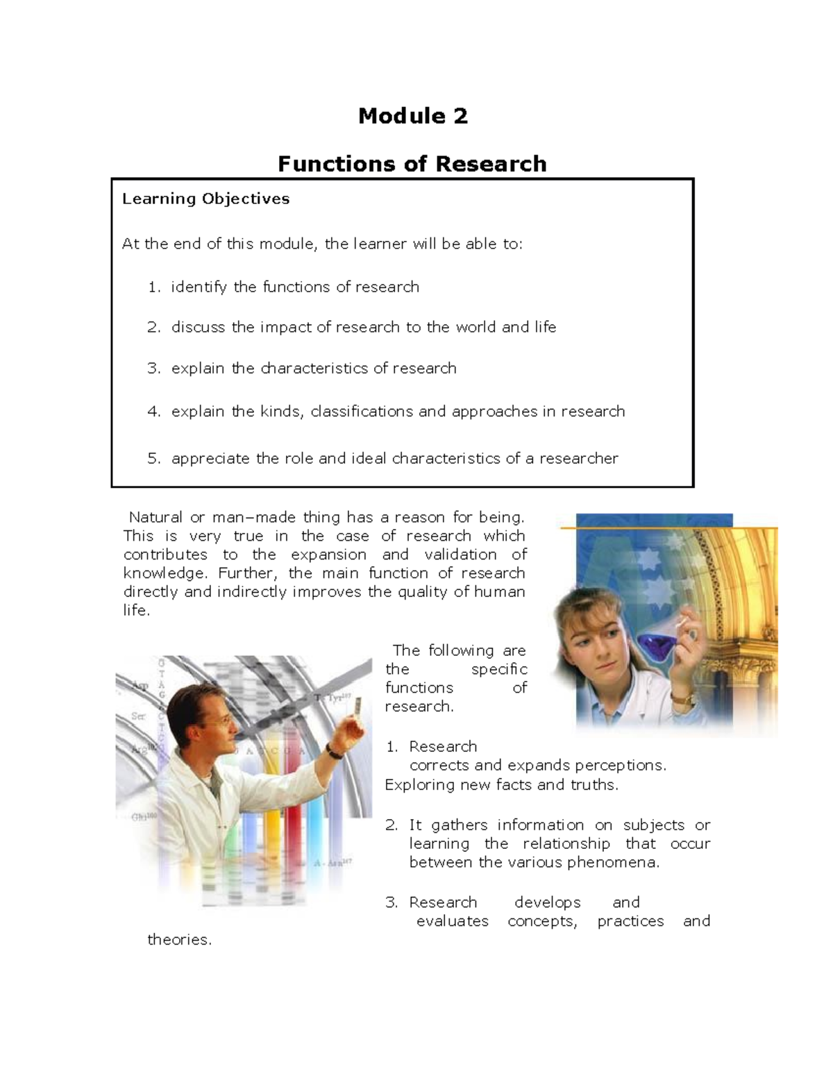 Research Learning Module 2 - Module 2 Functions of Research Learning ...