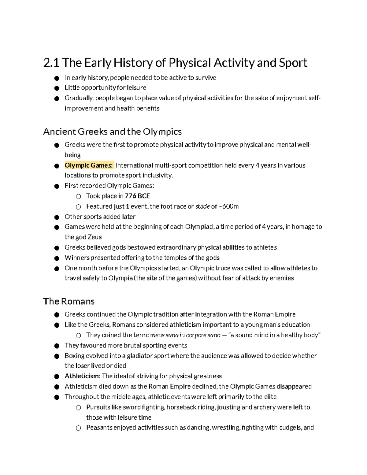 2 Society, Physical activity, and Sport - 2 The Early History of ...