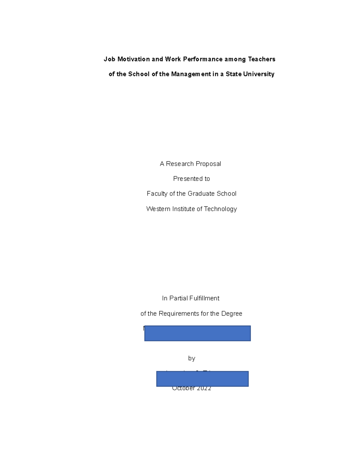 Sample-research-proposal - Job Motivation and Work Performance among ...