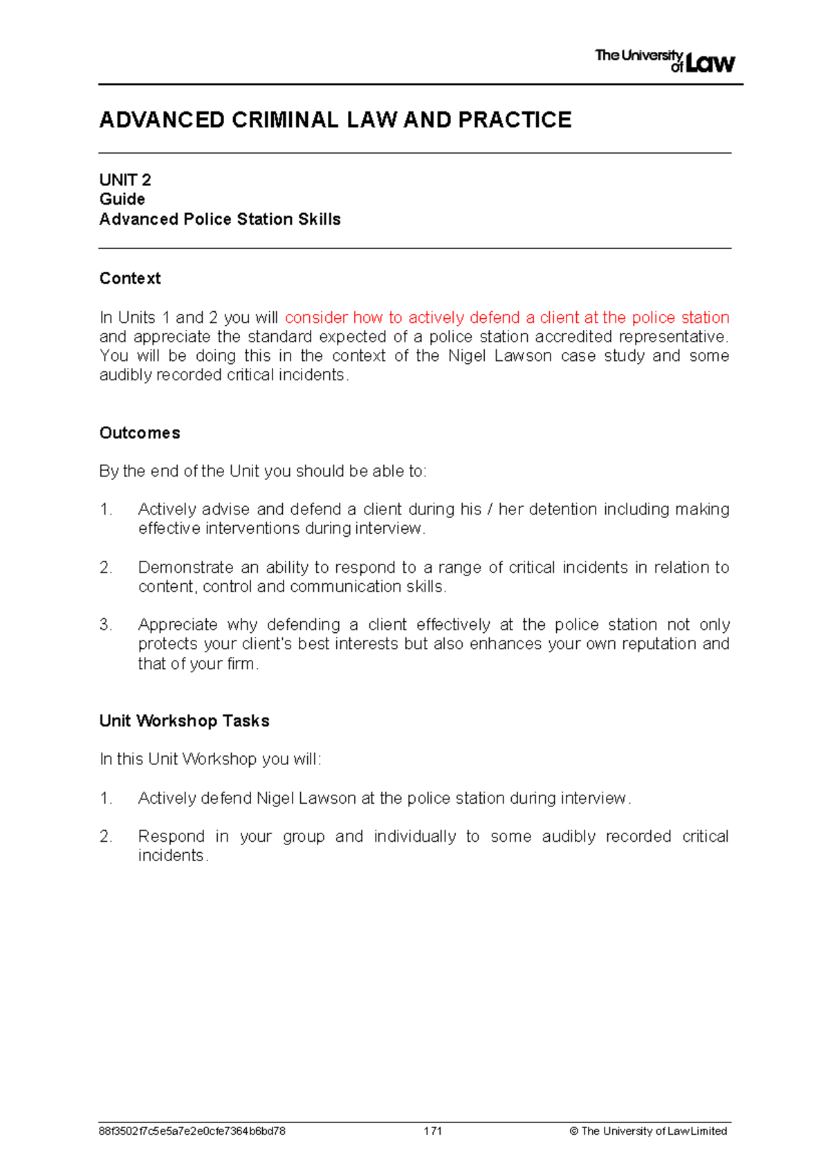 Advanced Criminal, Unit 2 - Advance Police Station Skills - ADVANCED ...