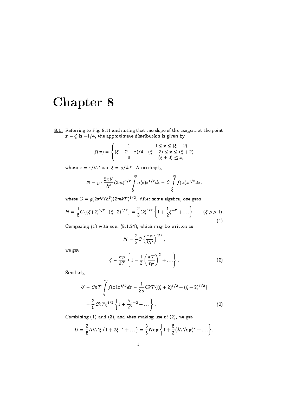 Chapter 8 - Statistical Mechanics - Chapter 8 Referring to Fig. 8 and noting that the slope of ...