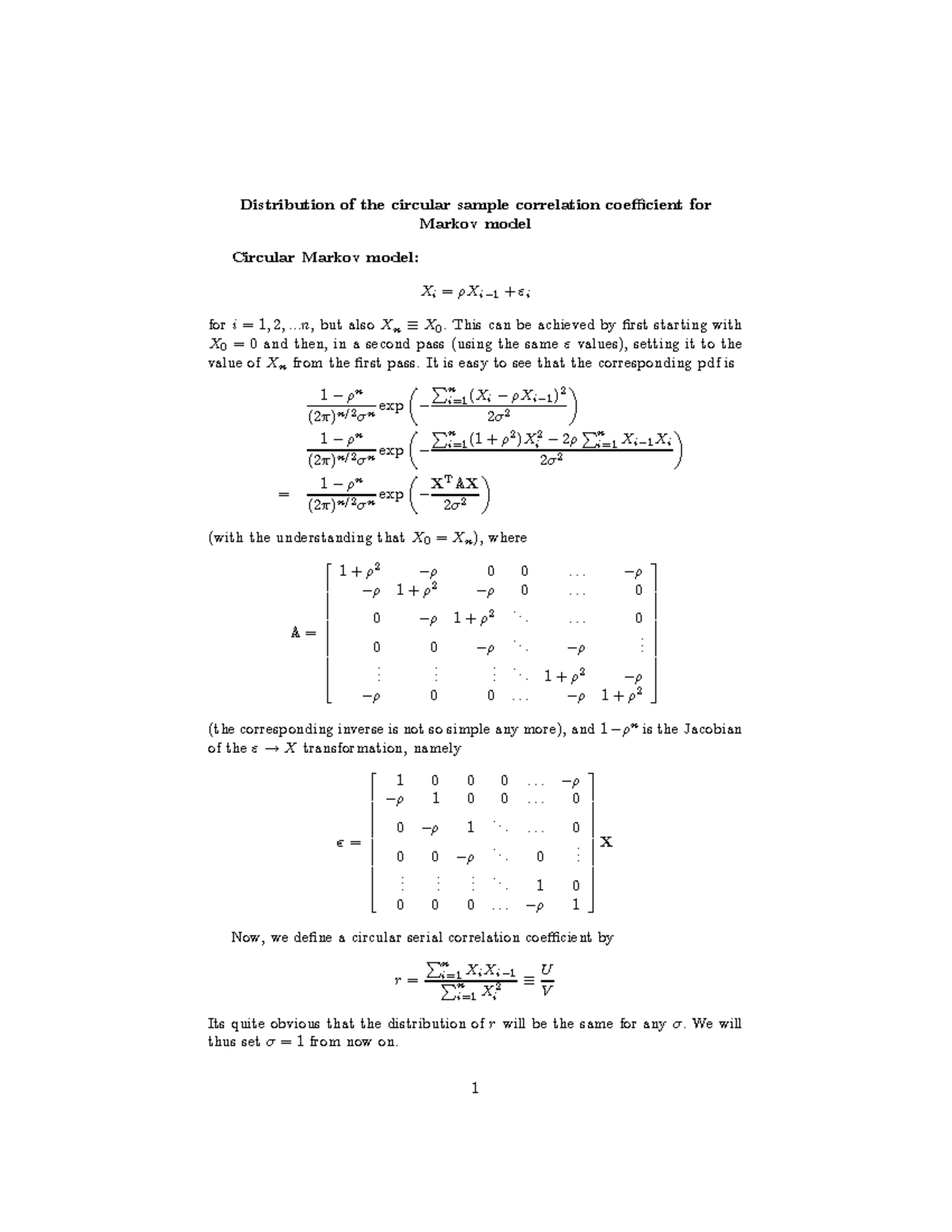 Circular model notes - Distribution of the circular sample correlation ...