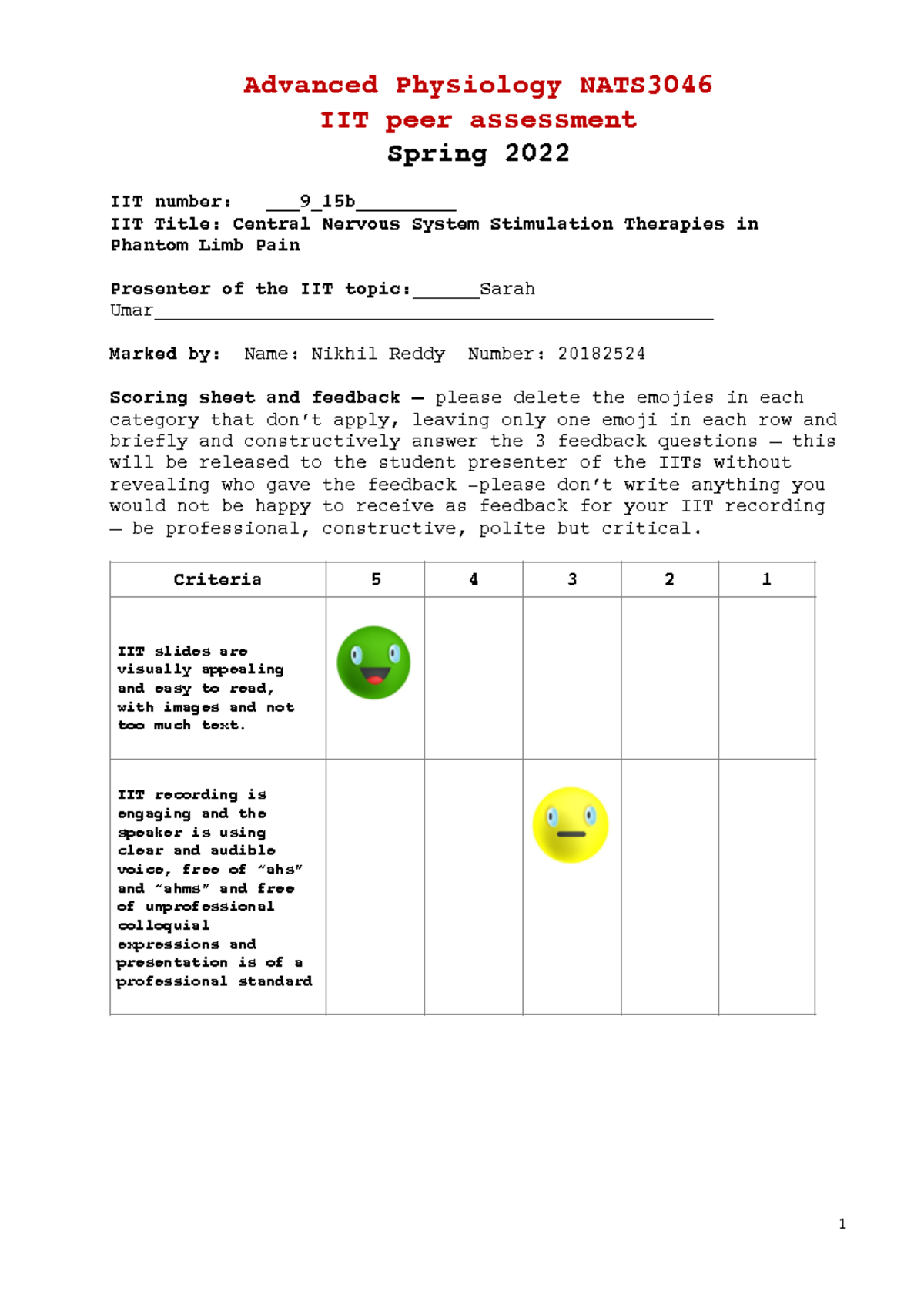 NATS3046 oral presentation peer review 2023 - Advanced Physiology NATS ...