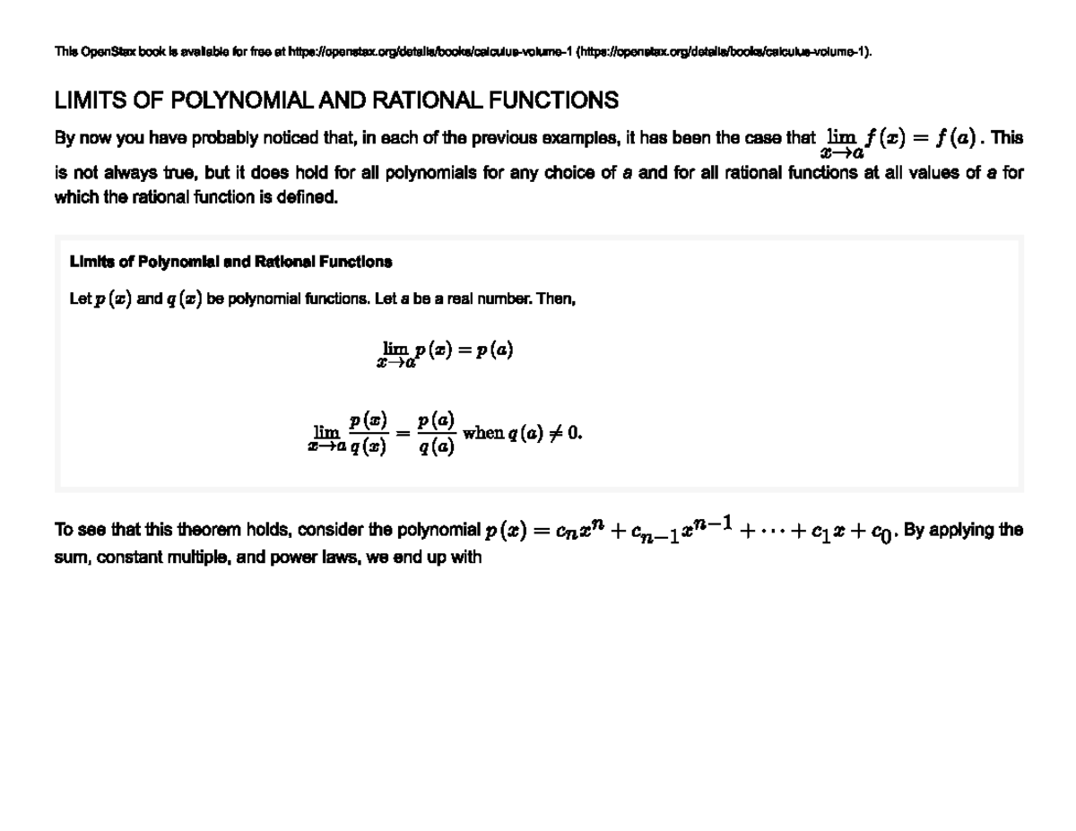 MAT 225 - 1-3 - Limits of Plynomial and rational Functions - MAT225 ...