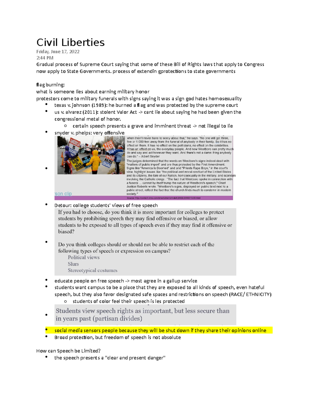 Civil Liberties - POSC 225: U.S. Government Dr. Kathleen Ferraiolo ...