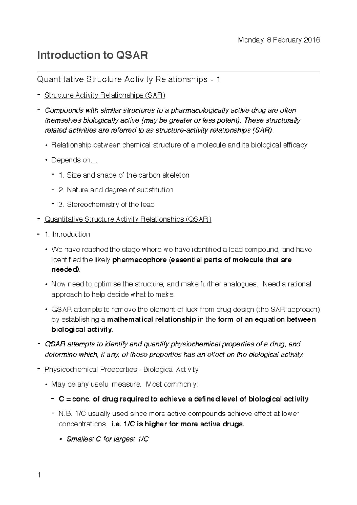 BIO3041 - Pharmacology - Lecture 9 - Monday, 8 February 2016 ...