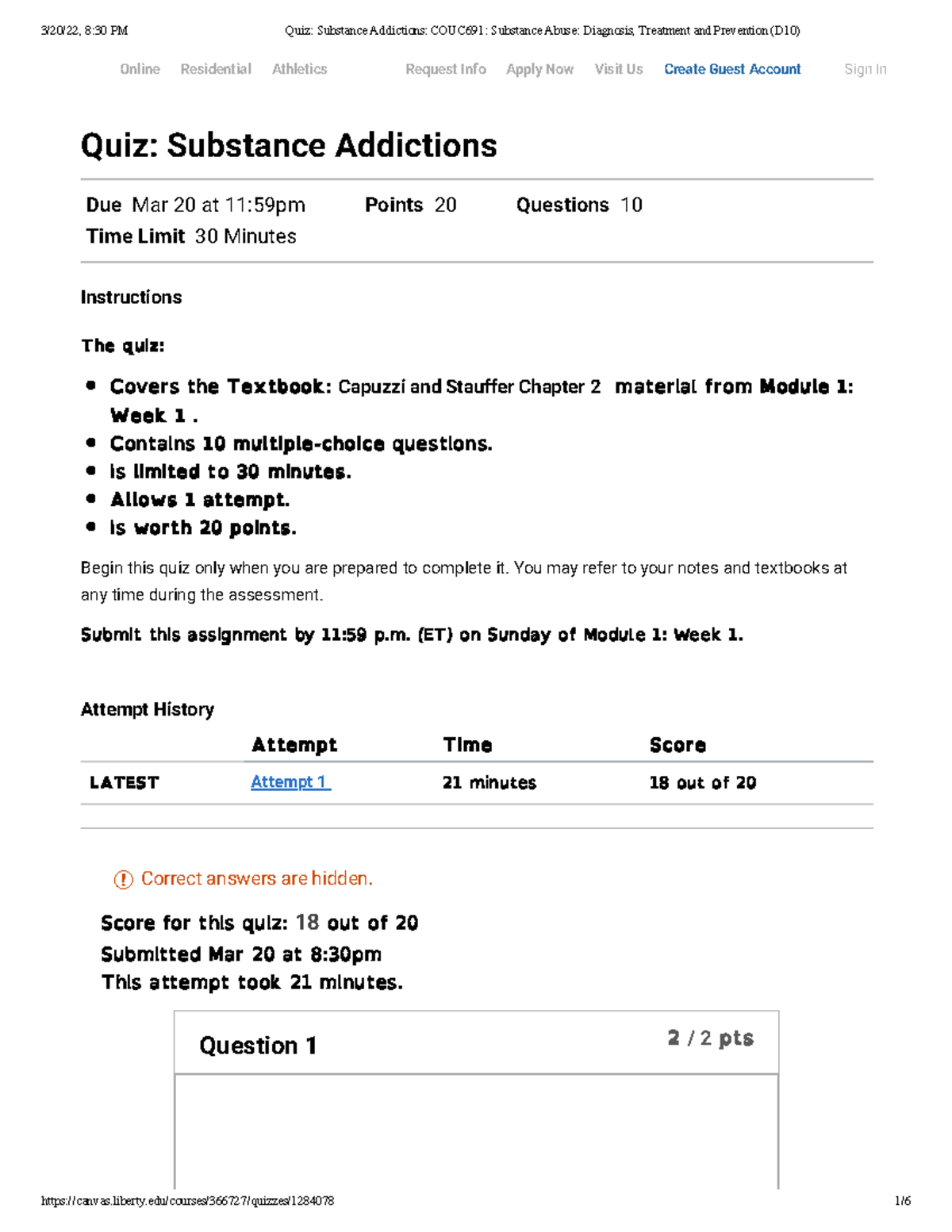 Quiz ch 3 90% Substance Addictions COUC691 Substance Abuse Diagnosis ...