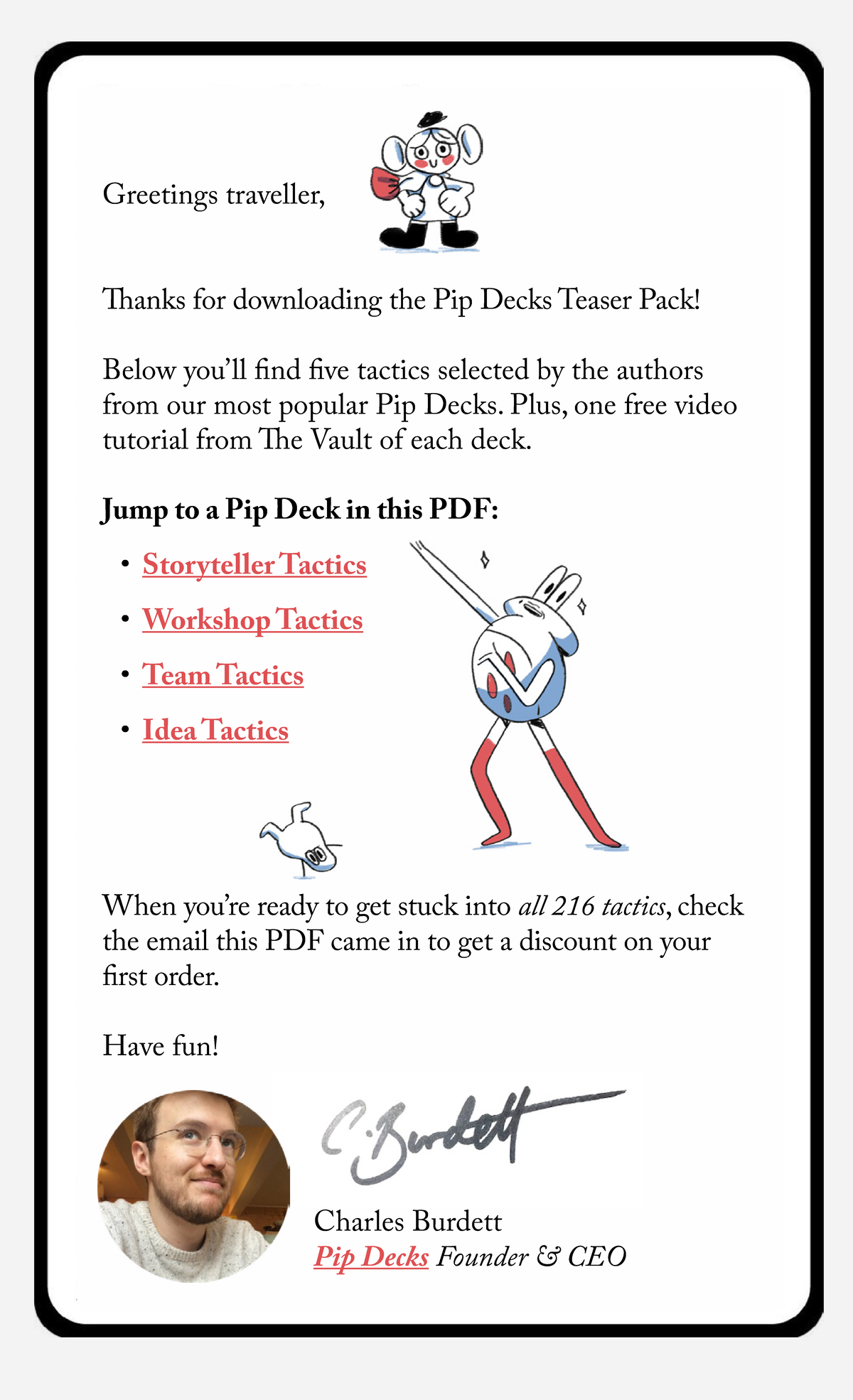 Pip deck - teaser document PDF - 2022 - Greetings traveller, Thanks for ...