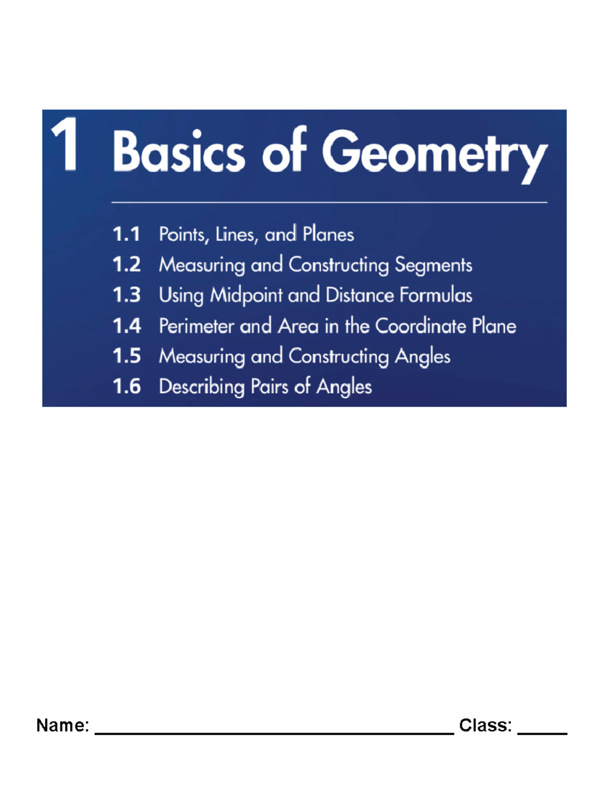 Chapter 1 Packet - Name: ____________________________________ Class ...