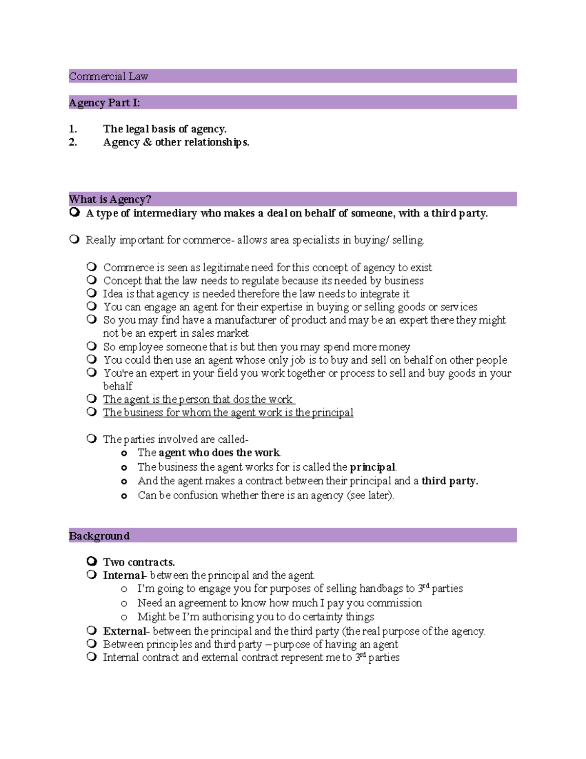 15, 16,17 Agency, Apparent, usual, actual authority - Commercial Law ...