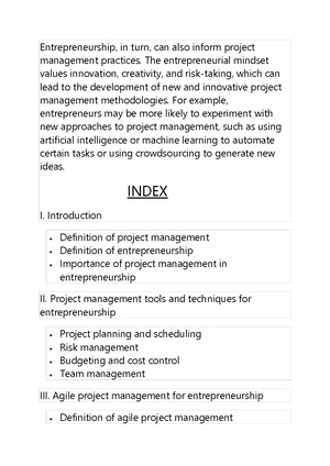 Unit 1 - Project Management and Entrepreneurship unit 1 notes - UNIT ...