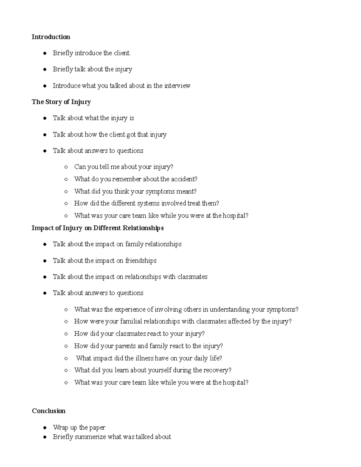 Outline for Mini-Ethnography Paper - Introduction Briefly introduce the ...