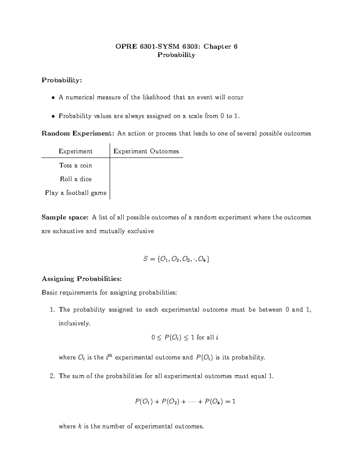 Chapter 06-Probability - OPRE 6301-SYSM 6303: Chapter 6 Probability ...