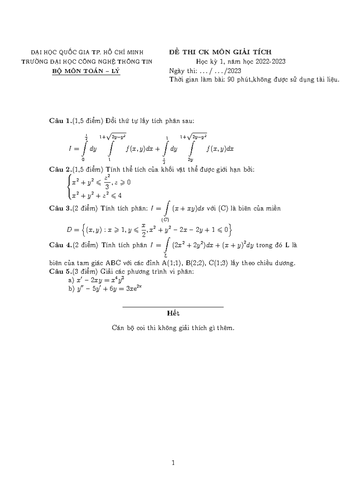 ĐỀ THI CK GT - GK Gt - ĐẠI HỌC QUỐC GIA TP. HỒ CHÍ MINH ĐỀ THI CK MÔN GIẢI TÍCH TRƯỜNG ĐẠI HỌC ...