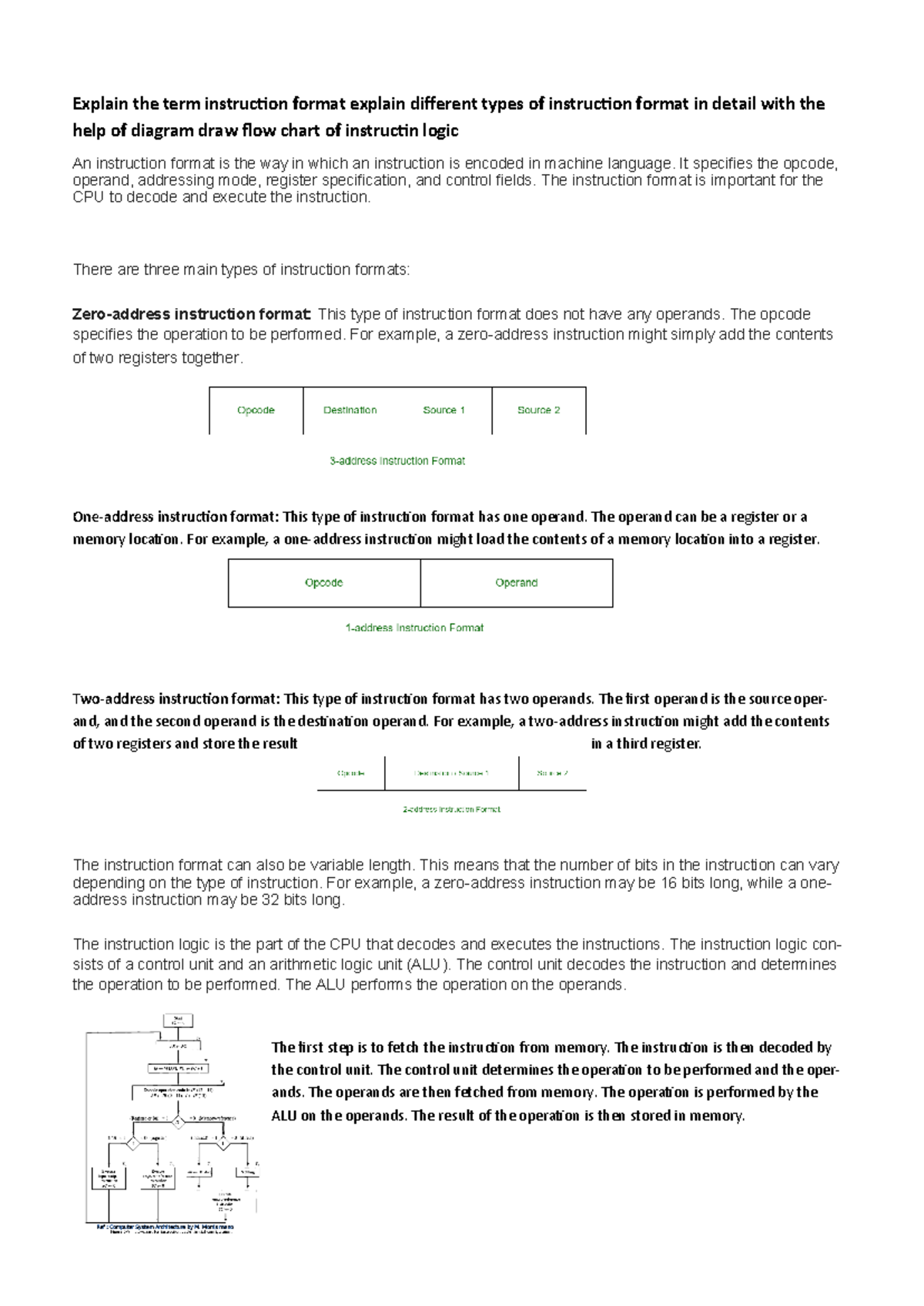 Explain the term instruction format explain different types of ...