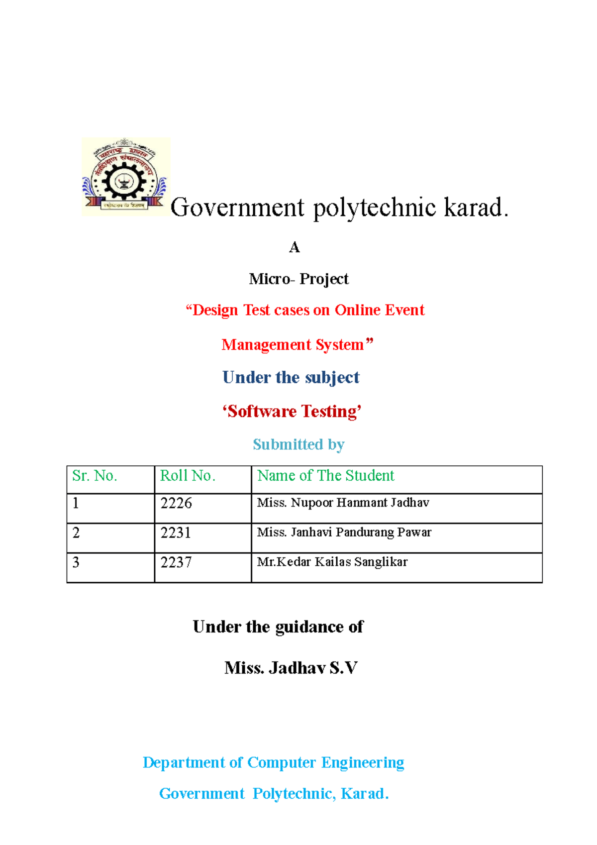 STE-final Report - Ste microproject - Government polytechnic karad. A ...