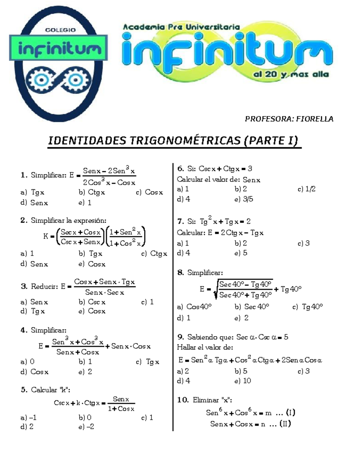 Identidades Trigonométricas Ejercicios - Simplificar: 3 3 Sen x 2 Sen x ...