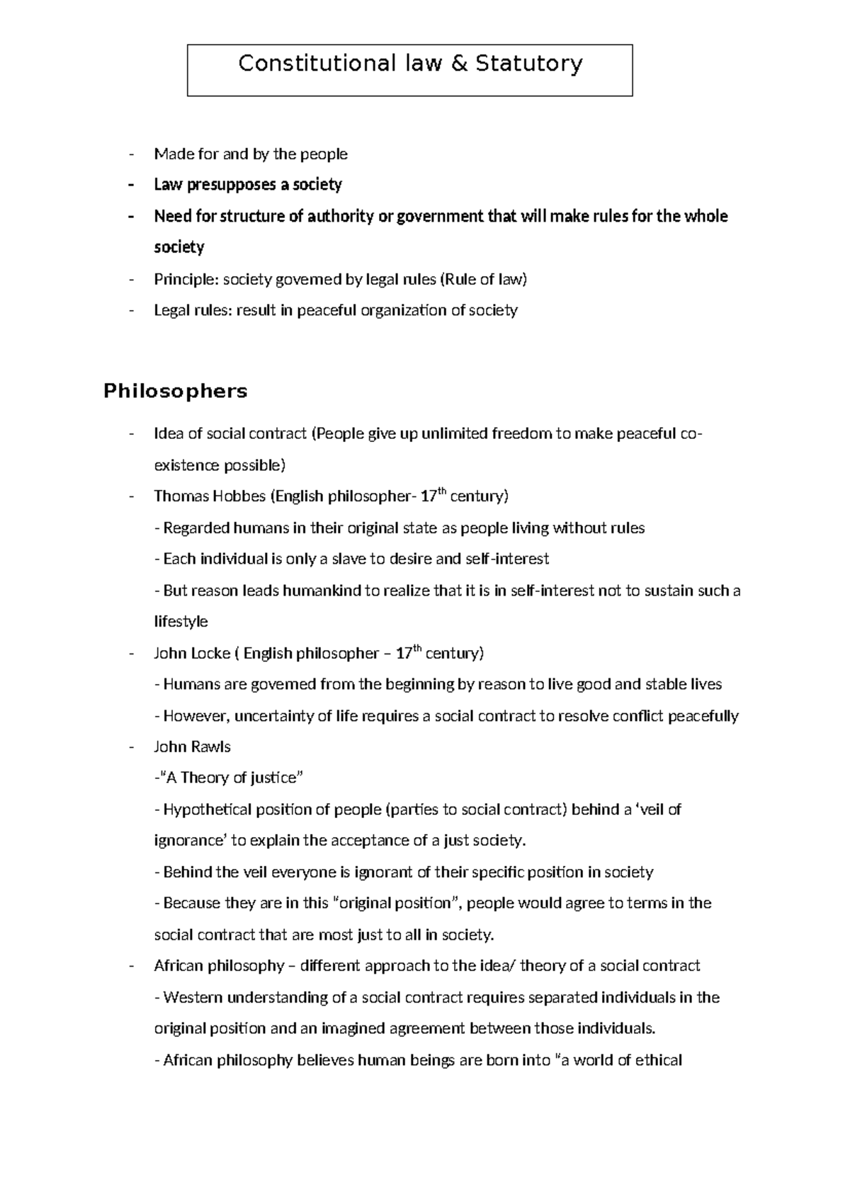 Con law notes - Summary Introduction to Constitutional Law and ...