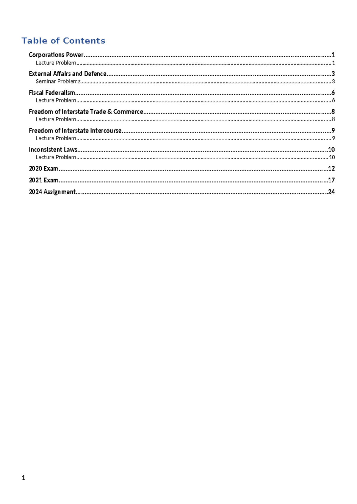 Lecture and Seminar Notes - Table of Contents Corporations - Studocu