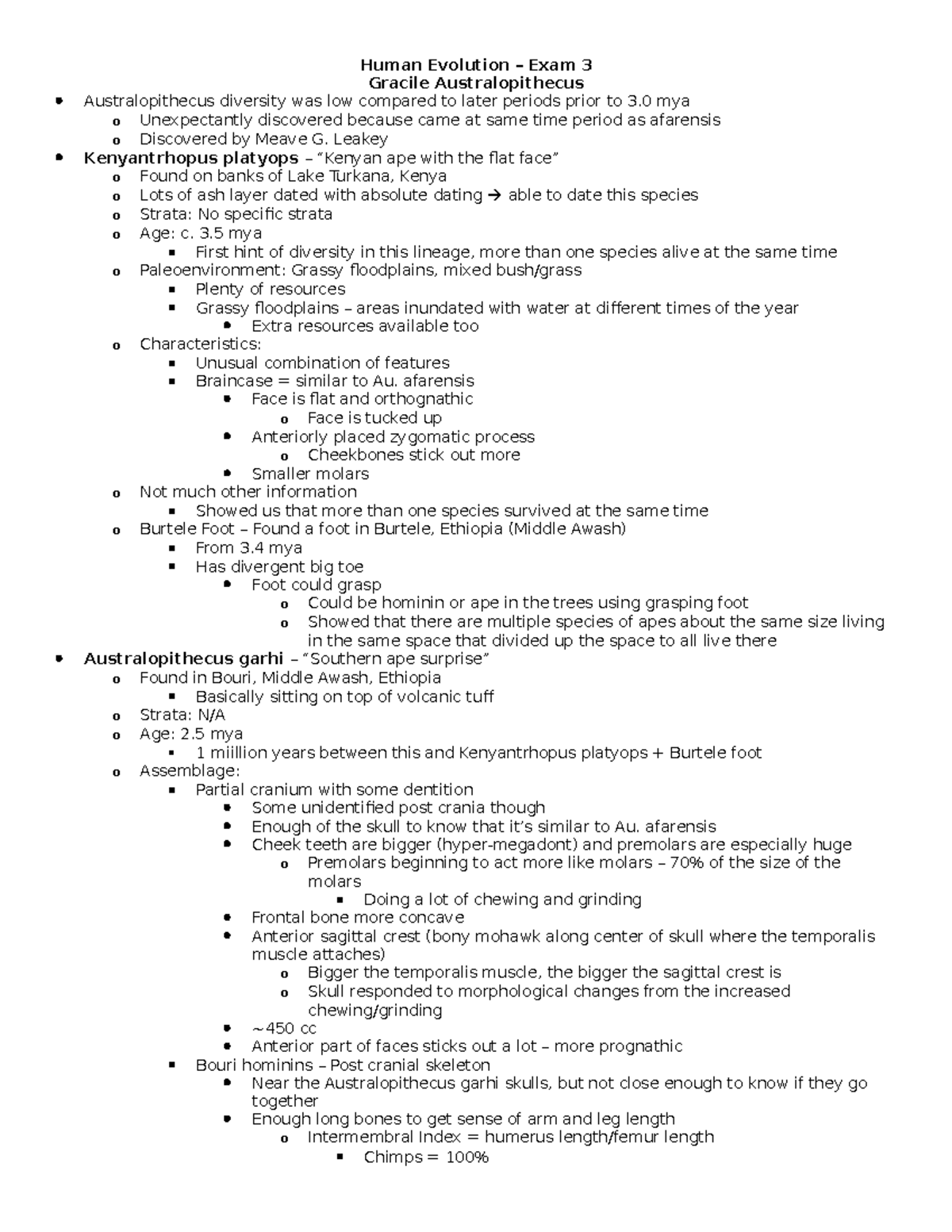 VCU BIOL 341/ANTH 301 Human Evolution Exam 3 Notes - Rector - Human ...