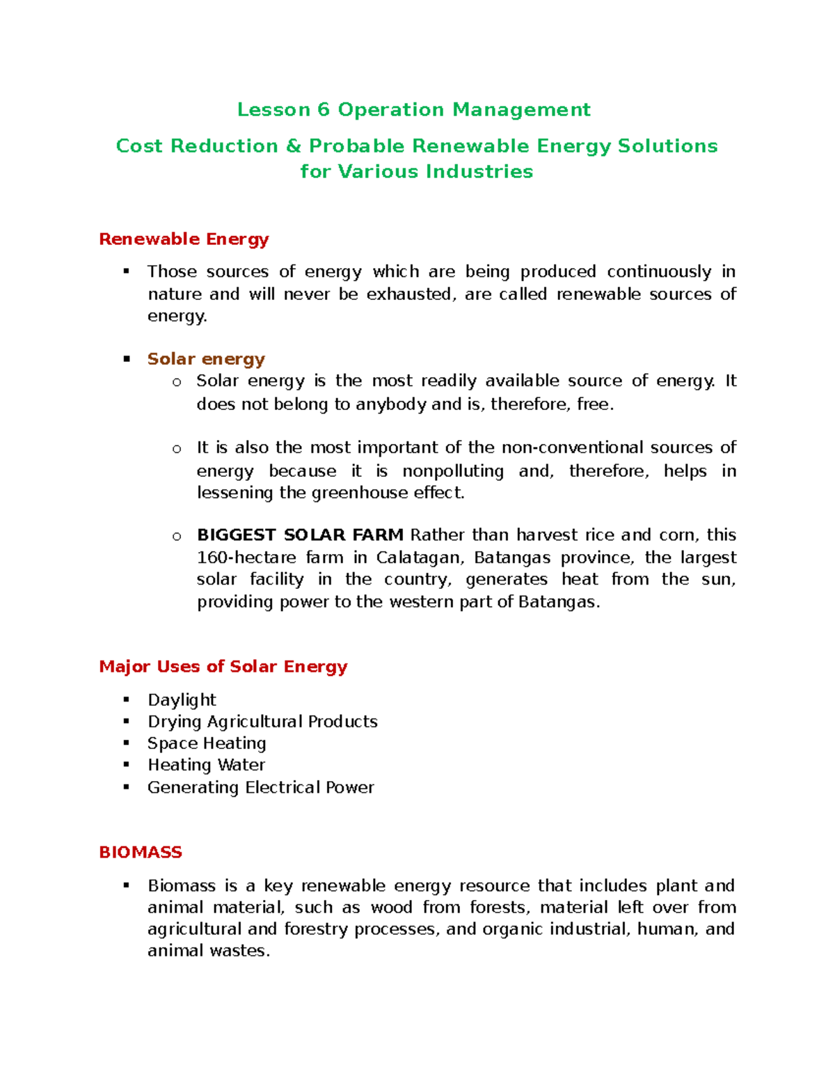 Operation Management Lesson 6 - Studocu