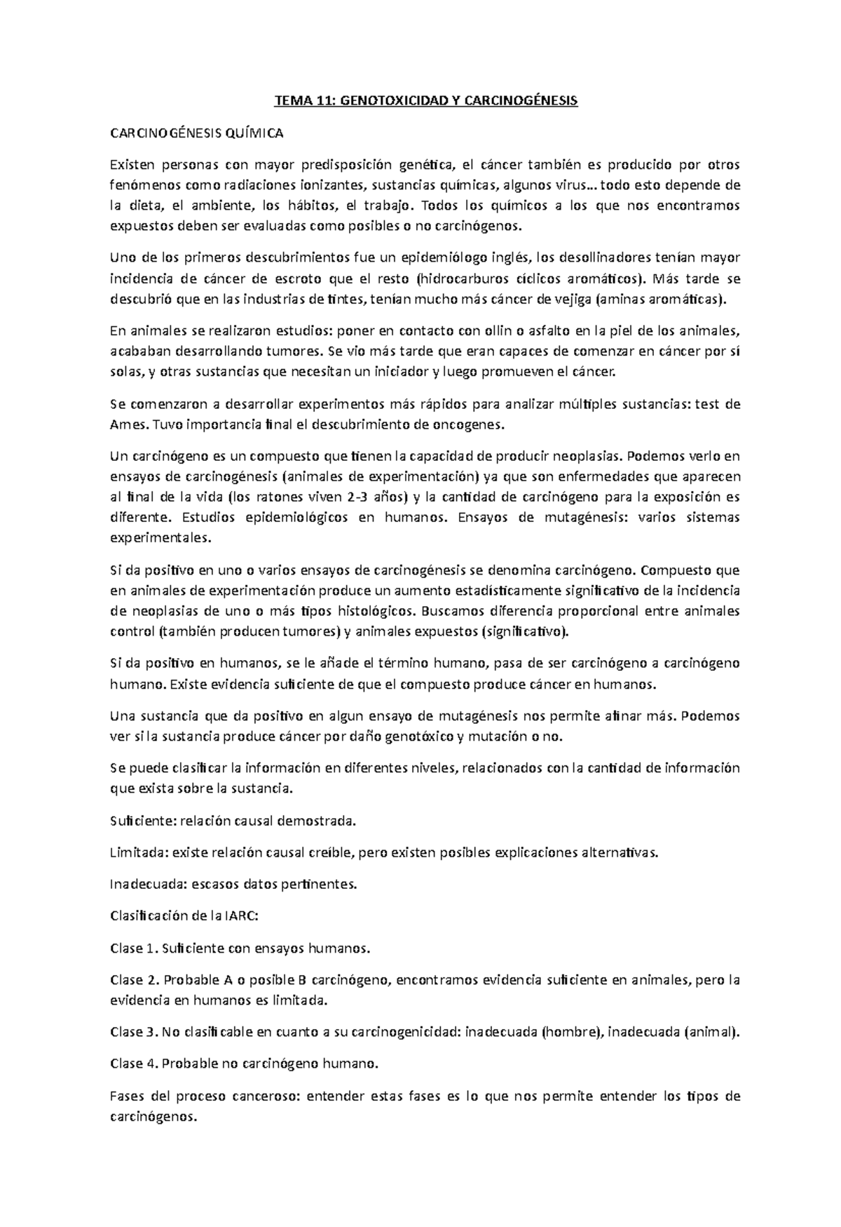11. Genotoxicidad y carcinogénesis - TEMA 11: GENOTOXICIDAD Y ...