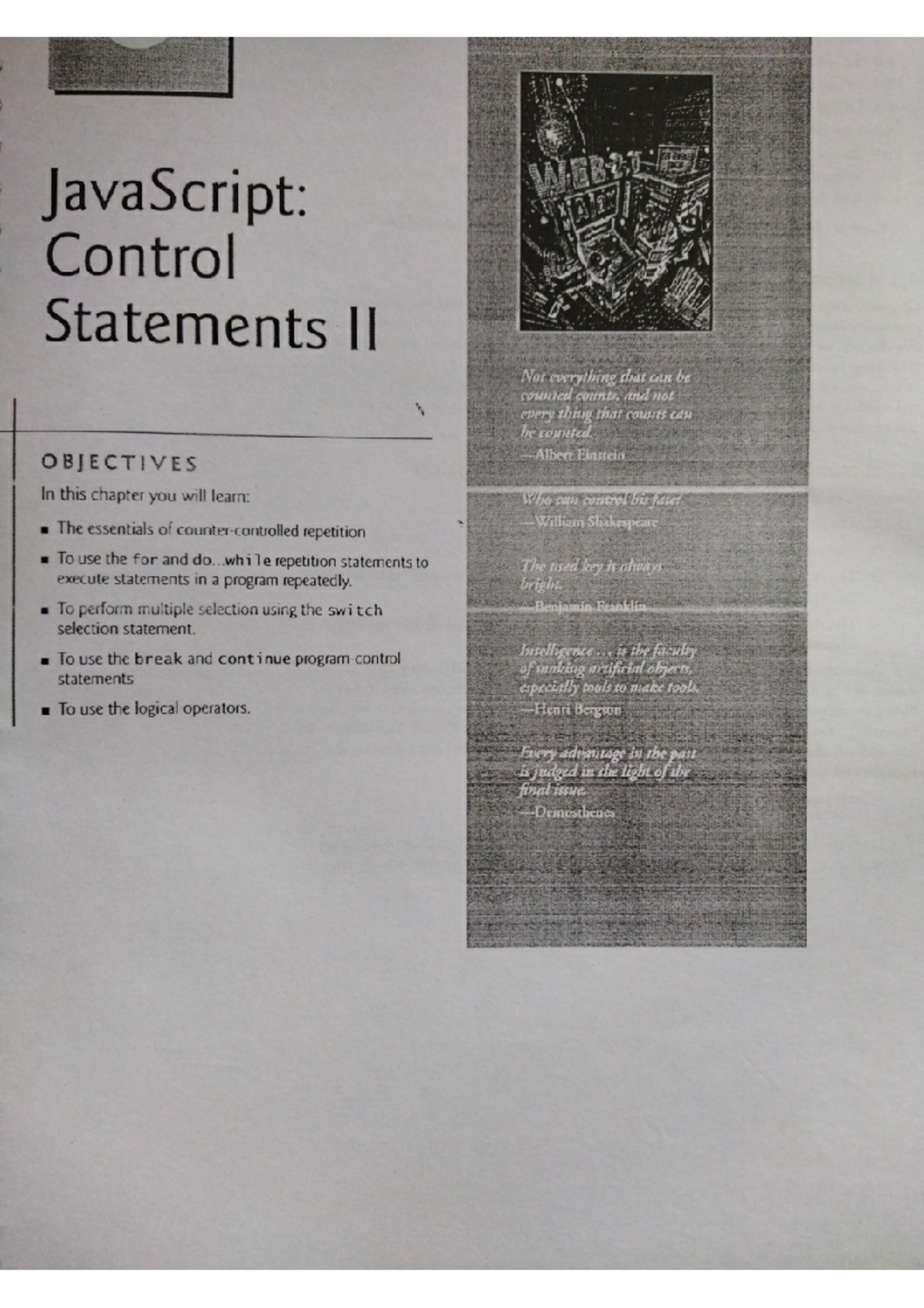 JavaScript control statement 2 - Computer Applications - Studocu