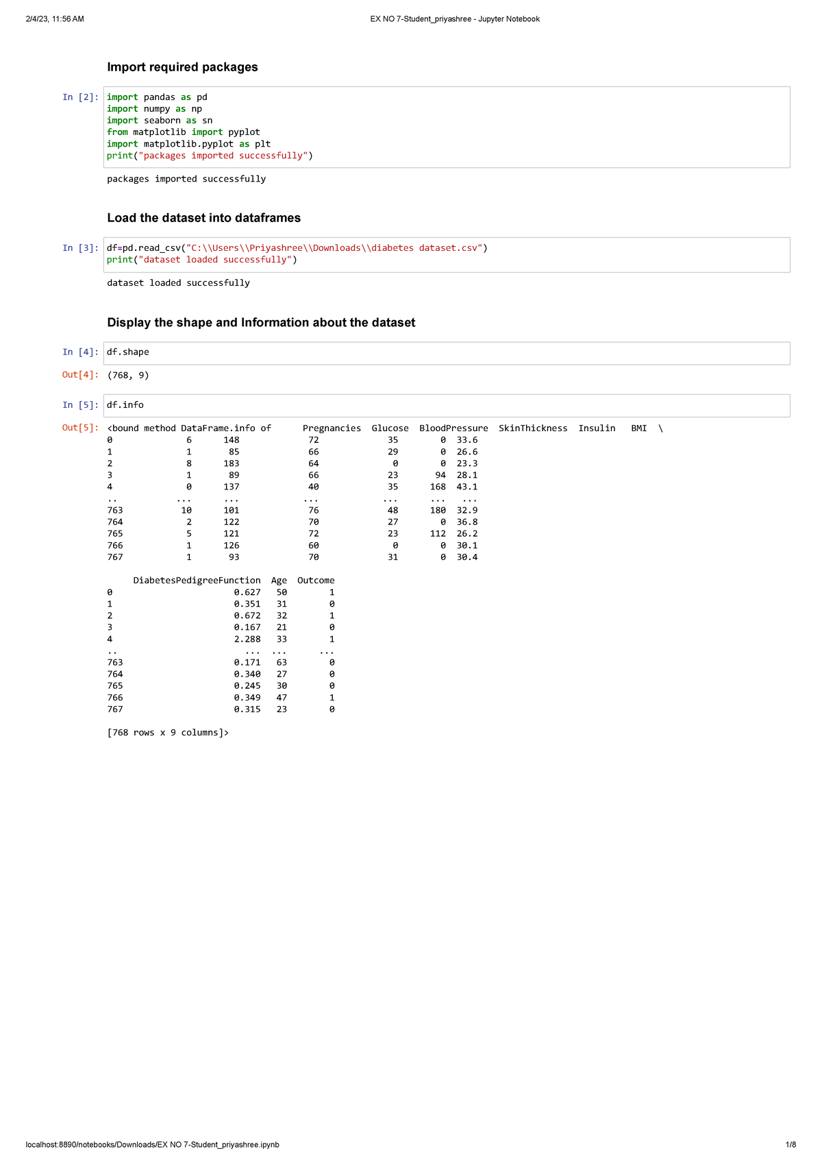 EX NO 7-Student priyashree - Jupyter Notebook - Import required packages In [2]: Load the ...