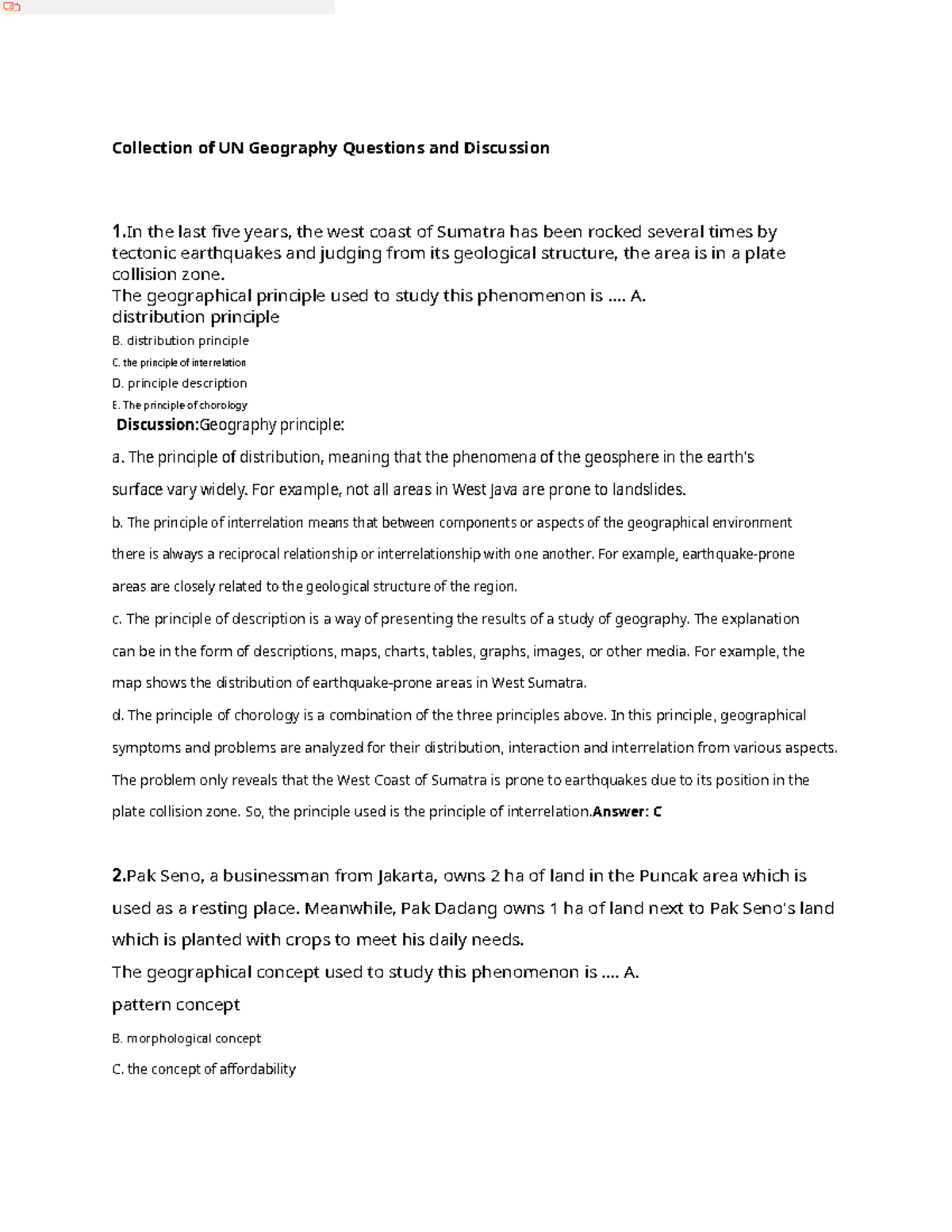 Practice Materials - Geography-1 - Collection of UN Geography Questions ...