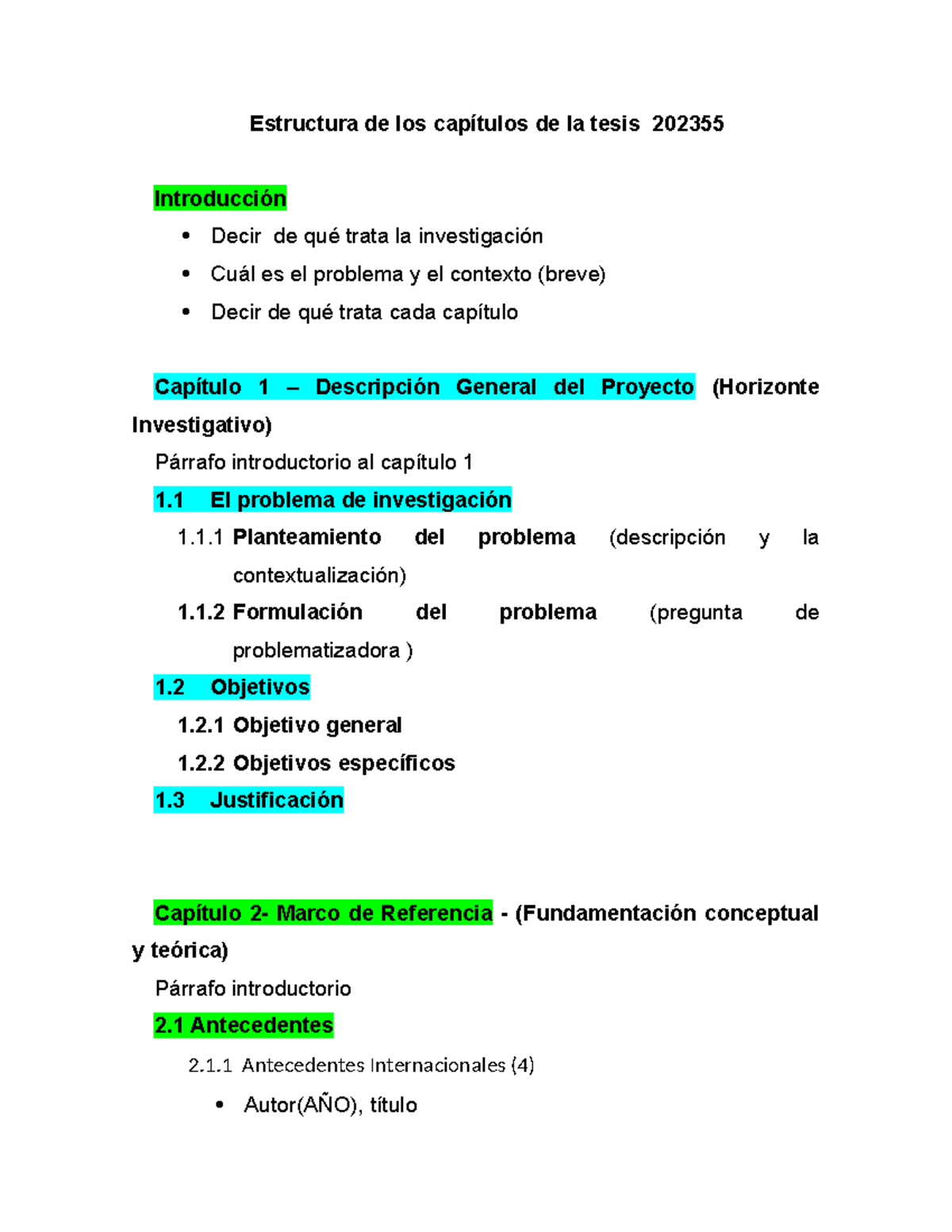 Estructura de los capítulos de la tesis 2023 55 - Estructura de los ...
