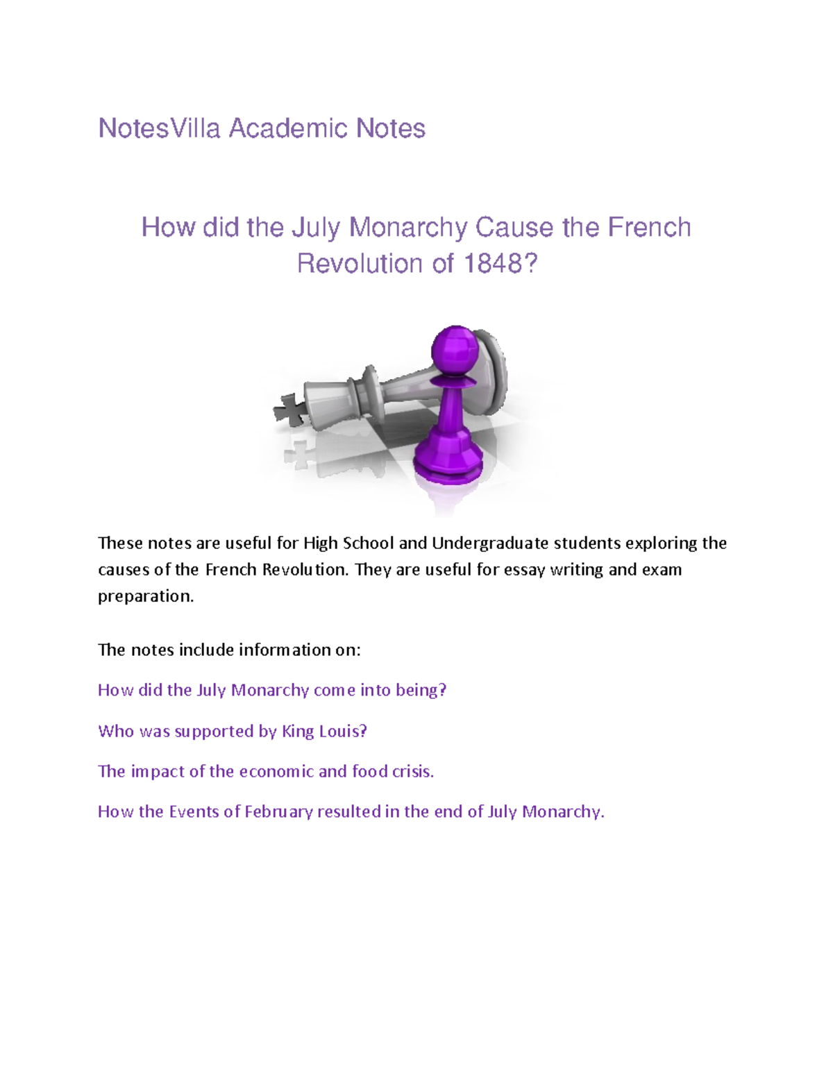 How july monarchy caused the french revolution of 1848 - NotesVilla ...