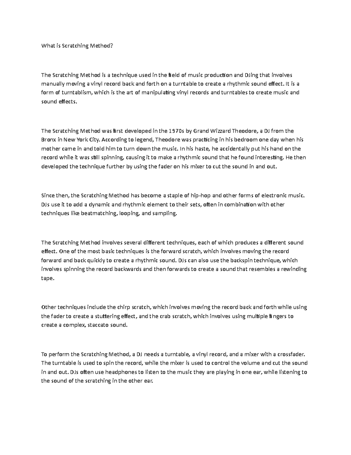 What is Scratching Method? - It is a form of turntablism, which is the ...