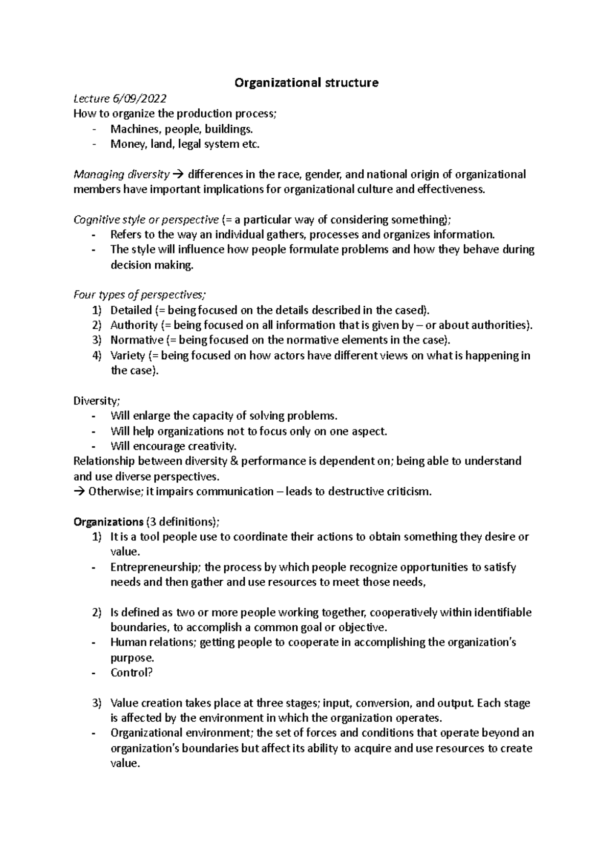 Organizational structure lectures - Organizational structure Lecture 6/09/ How to organize the ...