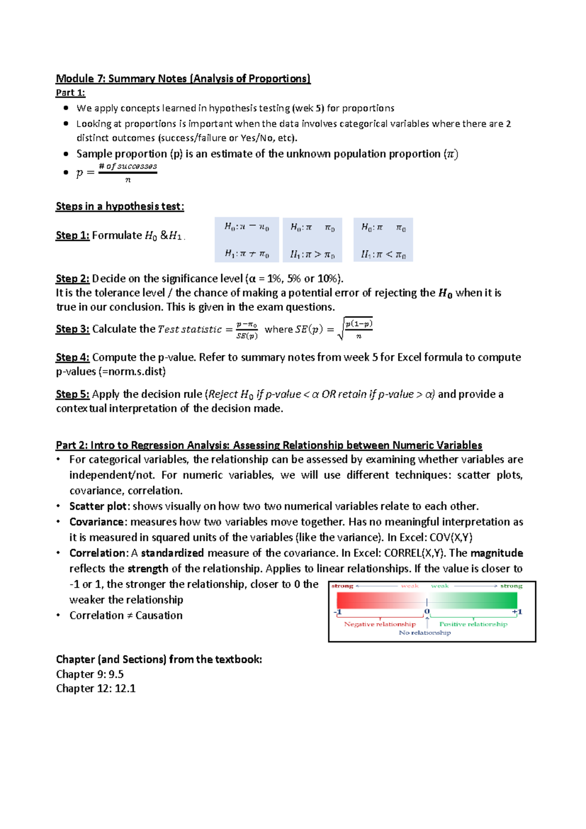 Seminar 7 Summary Notes - Module 7 : Summary Notes (Analysis of ...