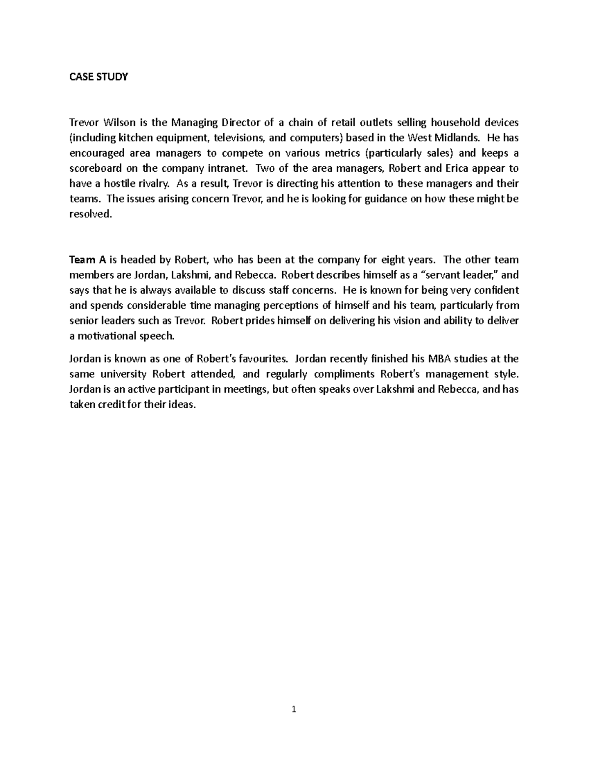 Case study of teams in a company - 20410 - BCU - Studocu