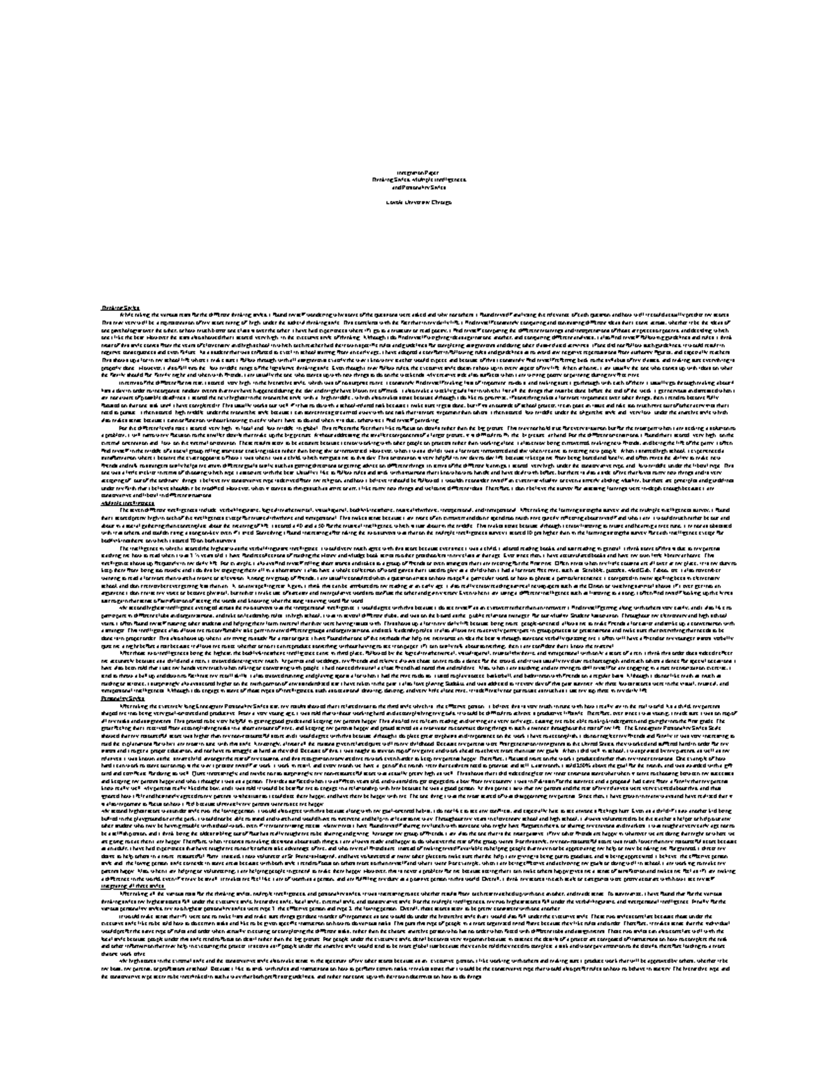 Integration Paper: Thinking Styles, Multiple Intelligences, and ...