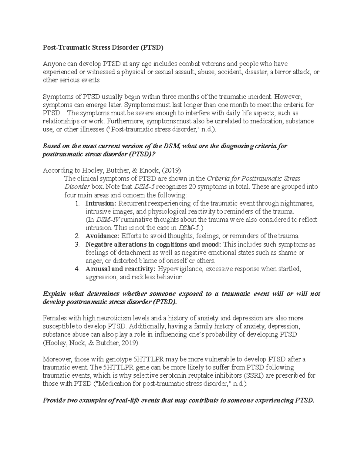 PYSC3110-U4D1-PTSD - Post-Traumatic Stress Disorder (PTSD) Anyone can ...
