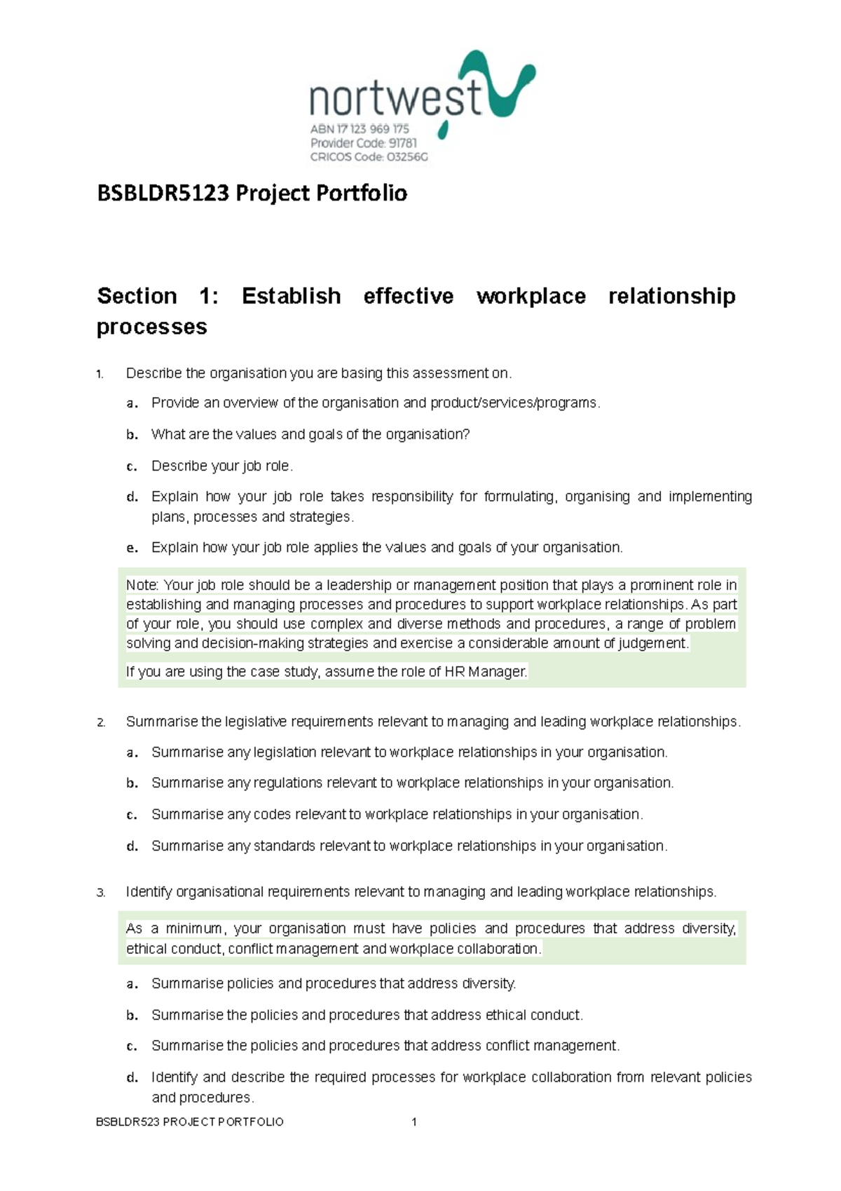 Bsbldr 523 Project Portfolio - BSBLDR5123 Project Portfolio Section 1 ...