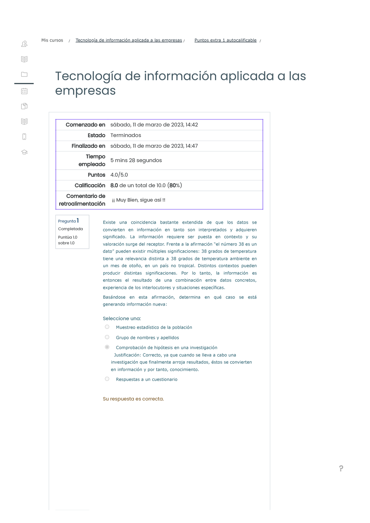 Puntos extra 1 tecnologia de informacion aplicada ala empresa ...