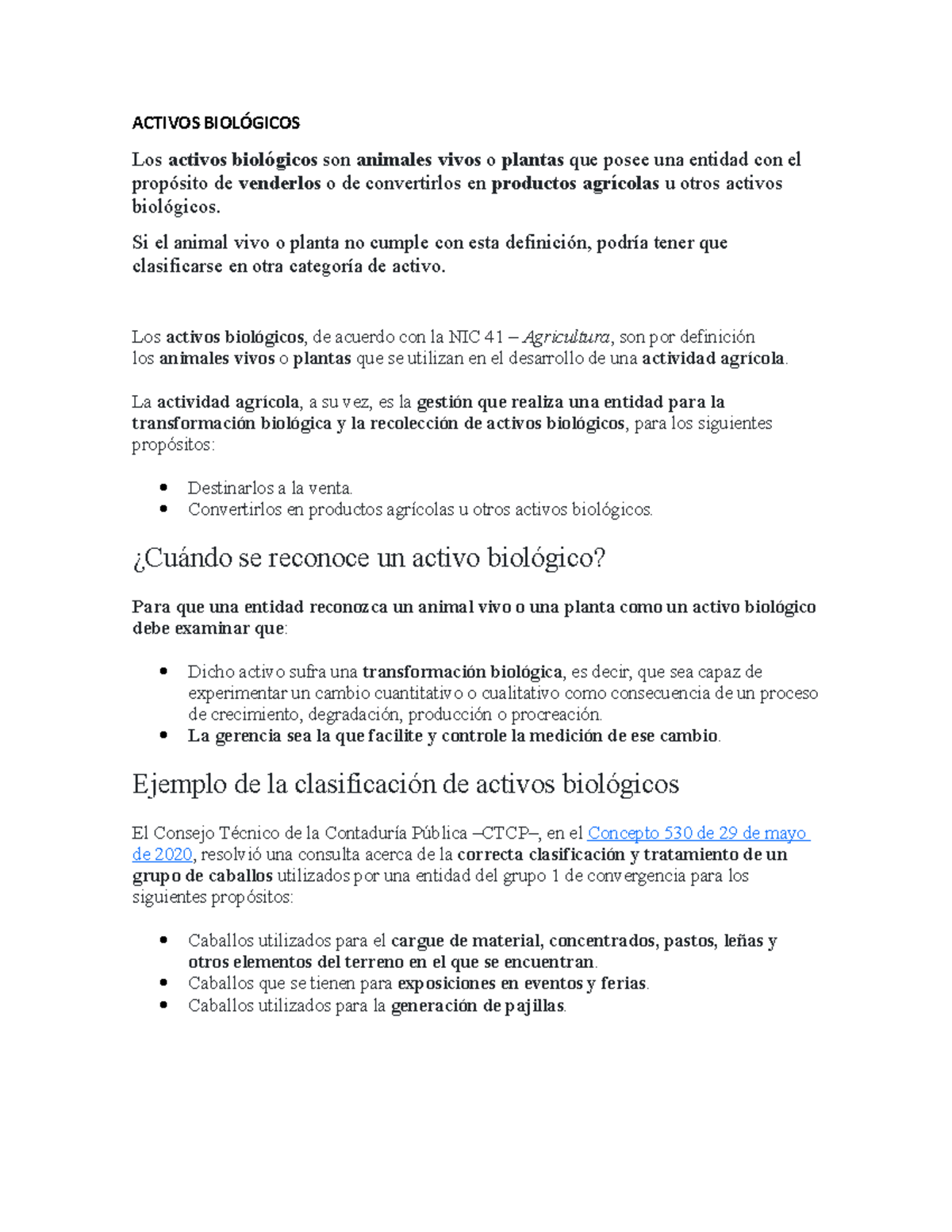 Activos Biológicos - ACTIVOS BIOLÓGICOS Los activos biológicos son ...