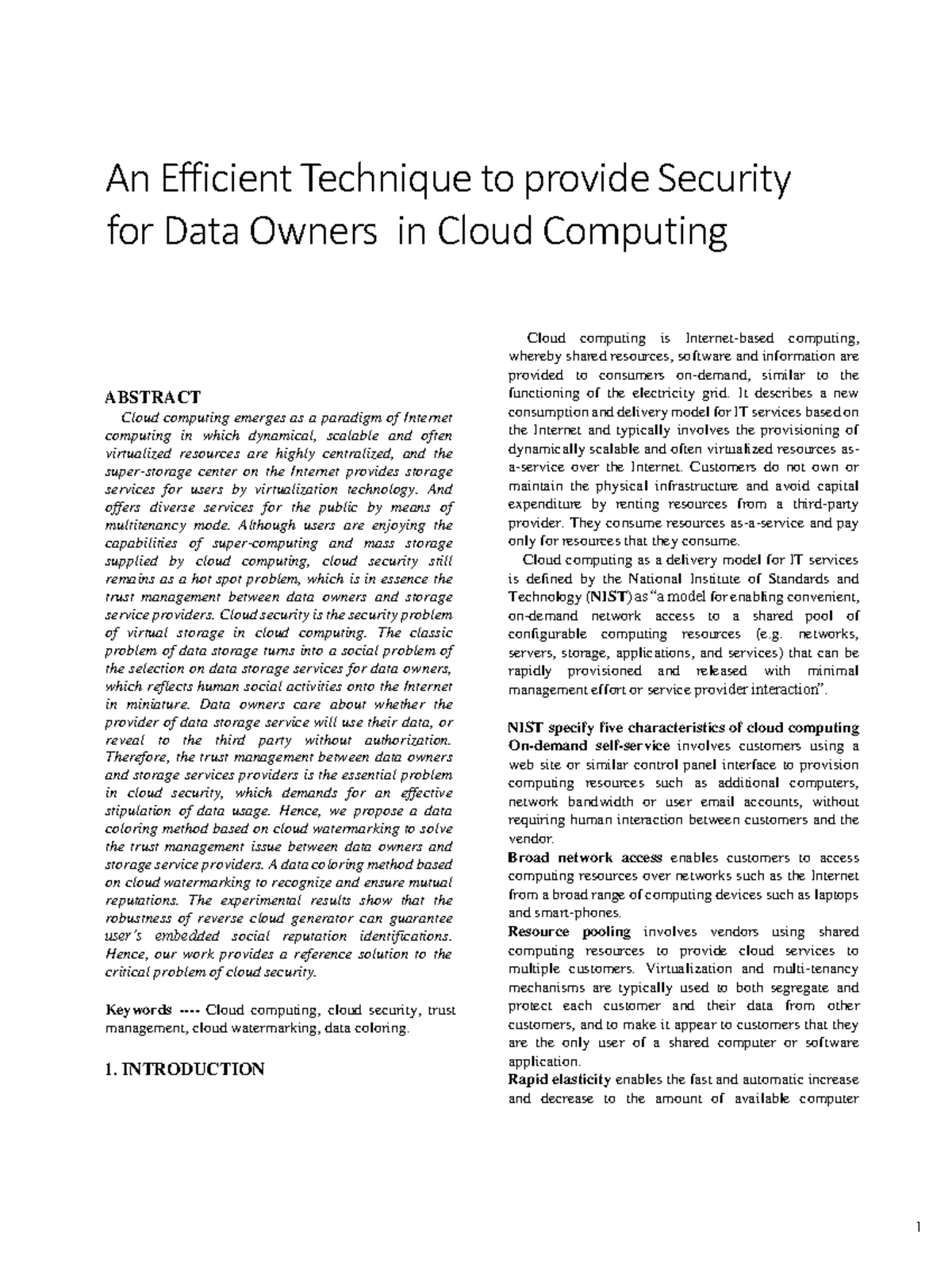 An Efficient Technique to provide Security for Data Owners in Cloud Computing - An Efficient ...