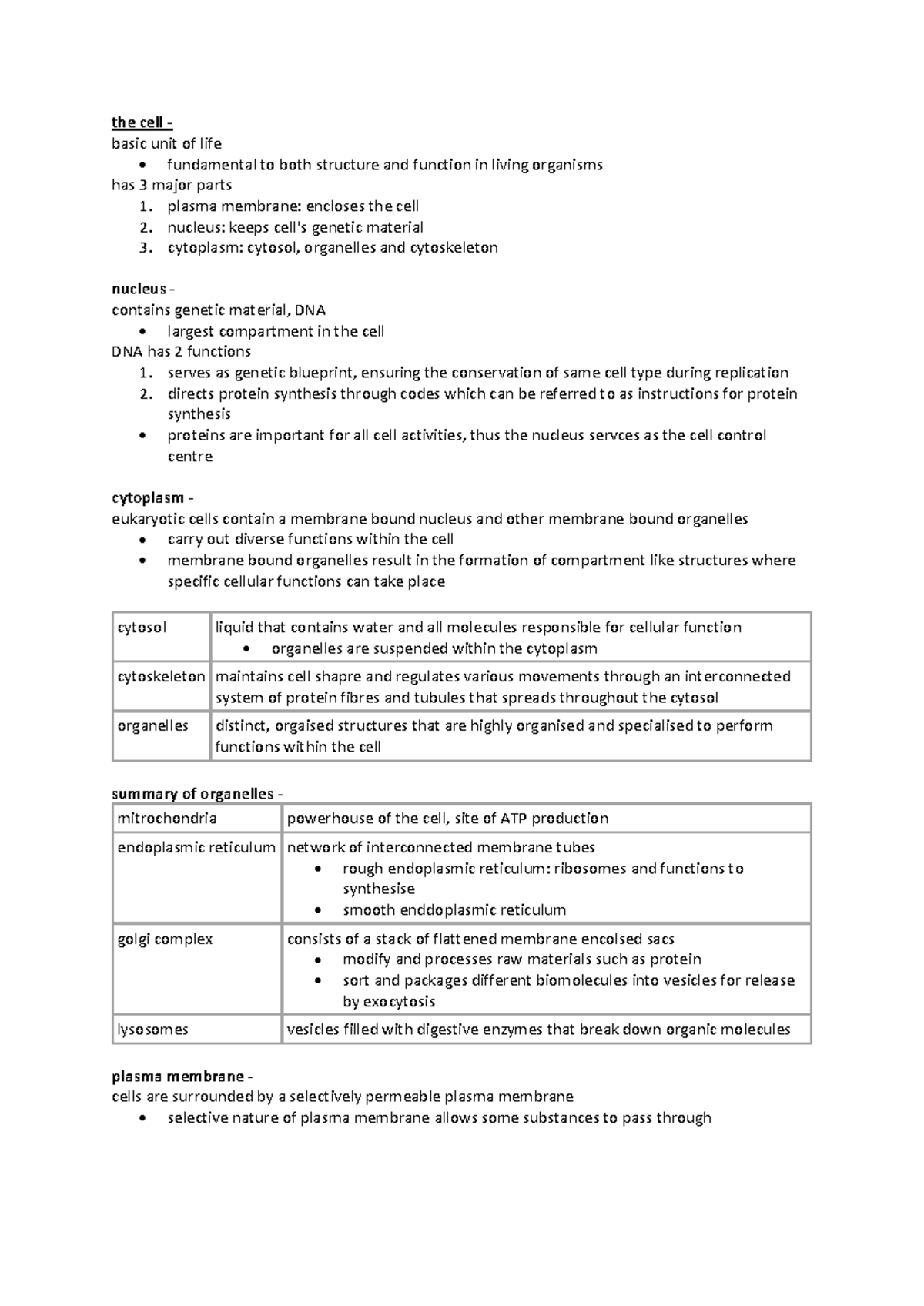 The cell. topic 1 concept 1 - the cell - basic unit of life ...