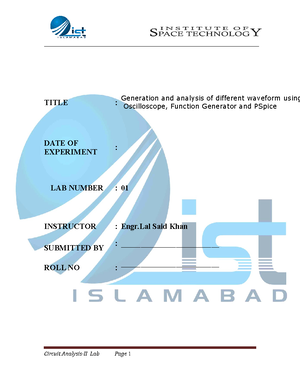 Lab-01 - Lab Manuals - TITLE : Introduction to Lab Equipment , Multisim Simulation Software ...